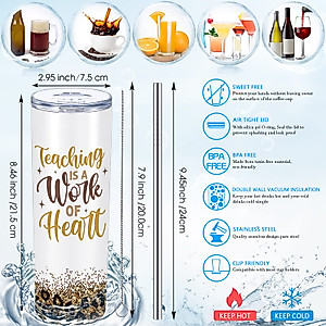 Gerrii 3 Pcs Teacher Appreciation Gifts in Bulk for Women Stocking Stuffers Gifts Tumbler Keychain Makeup Bag Set(A)