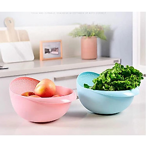 Kitchen Colander Bowl Combo Strainer for Rice, Pasta, Vegetables, Fruits (White)