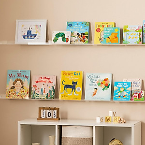 HBlife Acrylic Clear 2 Pack 72 Inch Floating Shelves, Picture Frames Display Rack Set of 2, Narrow Wall Mounted Picture Ledge Shelf for Living Room Bedroom Decor Books Photo Frames