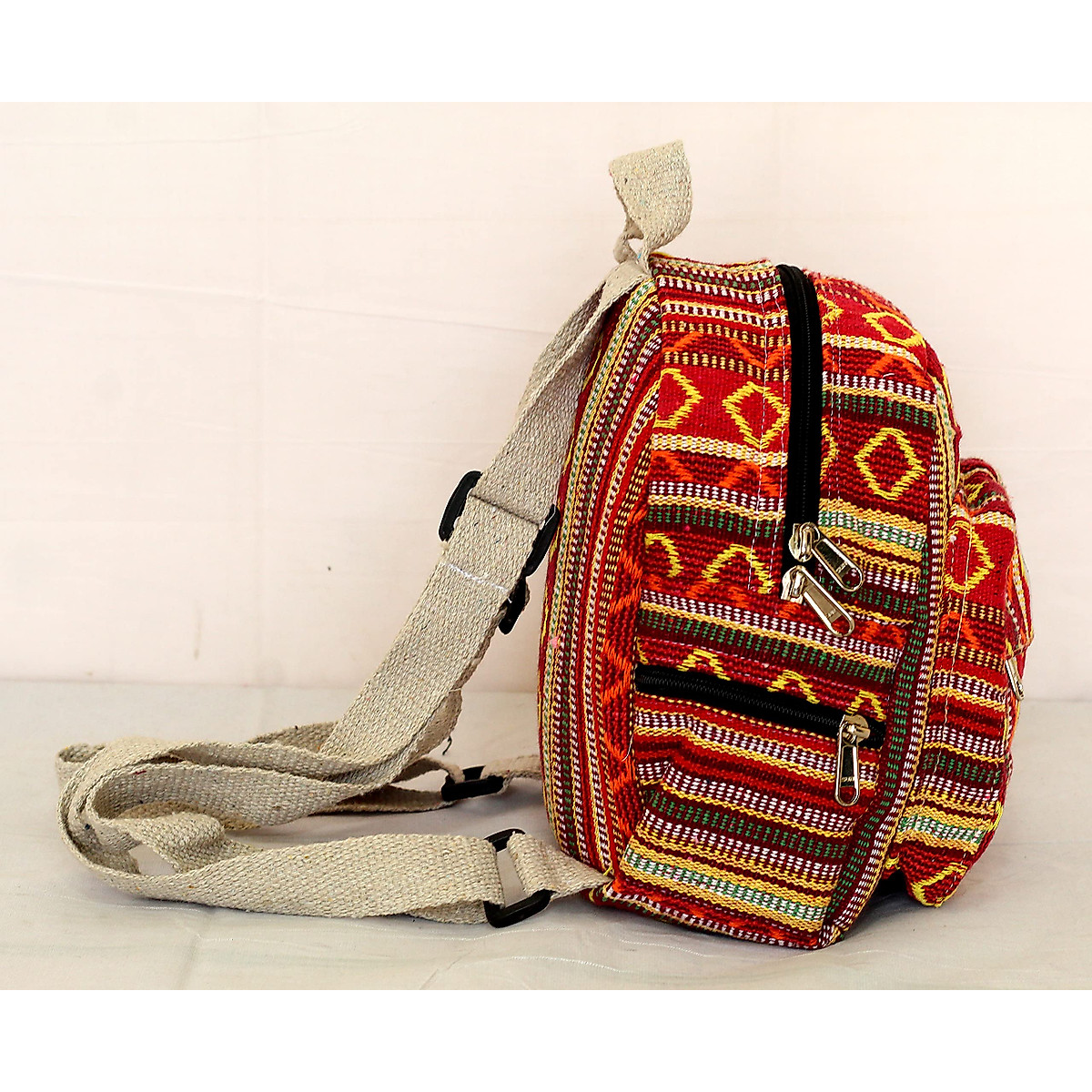 Generic Set Of Mini Backpack + Pen case + Coin Purse Hemp University Light Weight Backpack For Girl (Red),Small Backpack