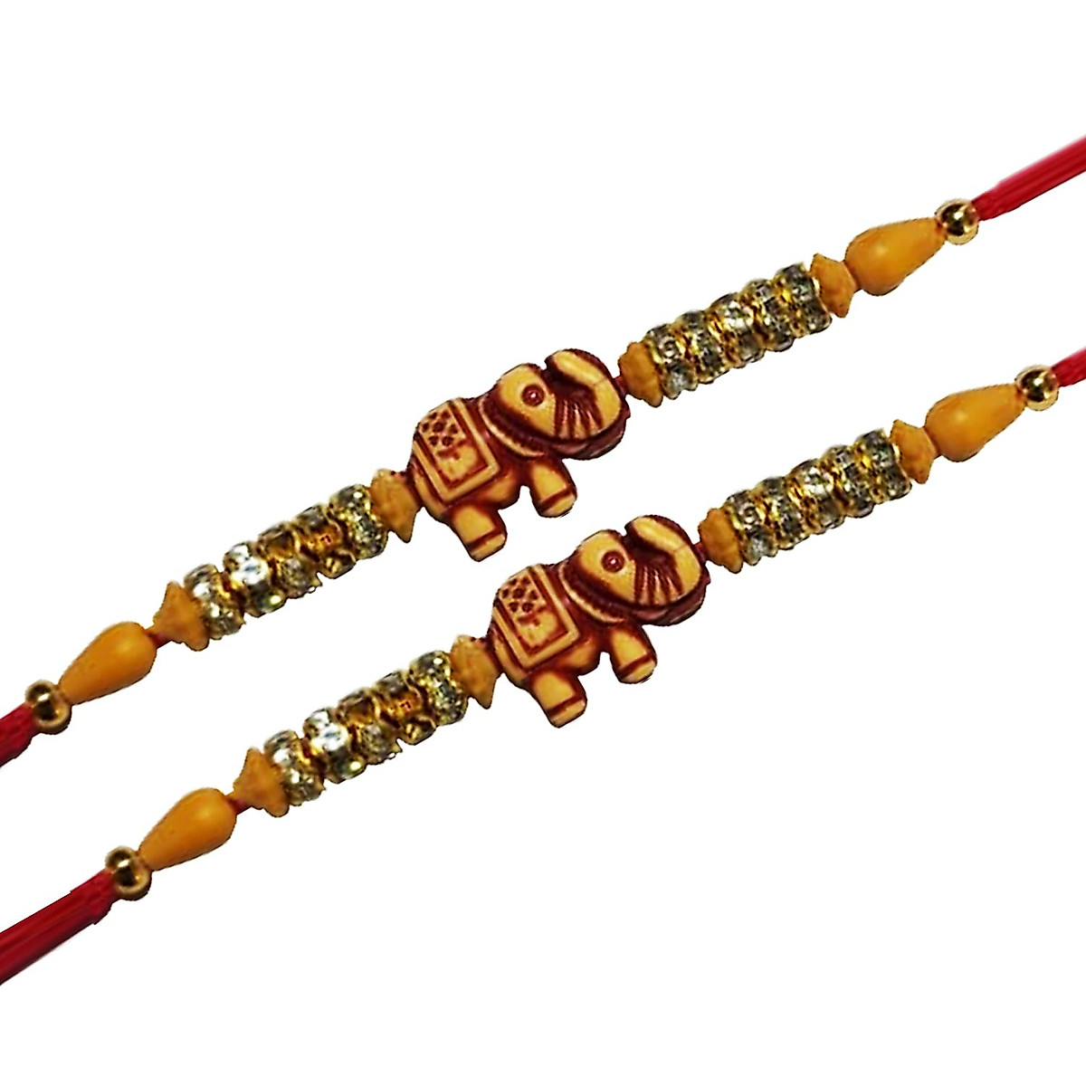 Belexy Set of 2 Rakhi for Brother, Bhaiya, Bhabhi, Sister Handmade Rakhi for Brother Elephant Design Rakhi Beads Traditional Rakhi for Raksha Bandhan Stylish Rakhi, Fancy Rakhi