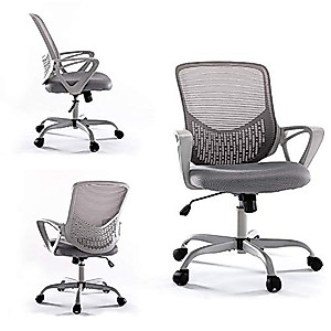 Office Desk Chair, Mid Back Lumbar Support Computer Mesh Task Chair, Grey