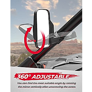 UTV Mirrors, KEMIMOTO UTV Side Mirrors Fits 1.6-2 IN Roll Cage Compatible with Pioneer Polaris RZR 900 1000 Can Am Kawasaki Mule Rhino YXZ Zforce Shatter Proof Tempered Glass