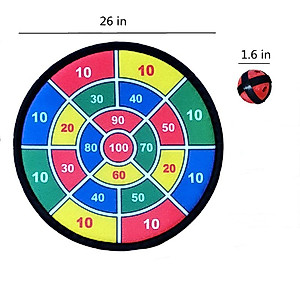 Dart Board for Kids Hooks,26inches (66cm) Dart Board with Hook 8 Sticky Balls Sport Outdoor Fun Party Play Game Toys Gift for Boys Girls Age 3 4 5 6 7 8 9 10(FB-003)