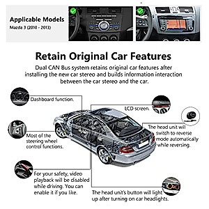 Eonon Apple CarPlay & Android Auto Car Stereo Receiver, Android 10.0 Car Stereo Ultra-Thin 3+32GB Car Radio, Compatible with 2010-2013 Mazda 3, Bluetooth 5.0/4 Sets of UI, 9 Inch-Q63Pro