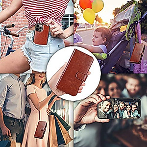 CASEOWL Compatible for iPhone 13 Pro Max Case Wallet for Women Men, [Support Magsafe Wireless Charging] Magnetic Detachable Folio Flip Leather Phone Wallet Case with Card Holder, Wrist Strap(Brown)