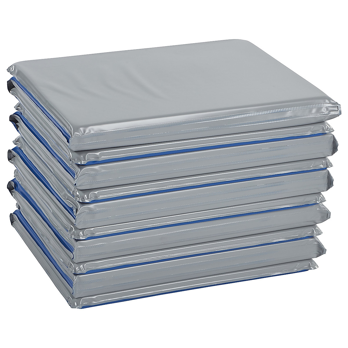 ECR4Kids Everyday 3-Fold Daycare Rest Mat, Blue and Grey (1" Thick)