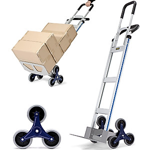 VEVOR Stair Climbing Cart, 550 lbs Load Capacity, Aluminum Hand Truck Dolly with Dual Handles, Integrated Frame & Nonslip Rubber Wheels, Multipurpose Stair Climber for Warehouse Shopping Airport