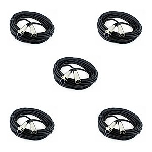CBI MLC LowZ XLR Male to XLR Female Microphone Cable 5-Pack, 20 Feet
