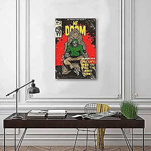 MF Doom Poster Home Decor Rapper Posters Hd Canvas Music Wall Art Hanging Picture Print Living Room Bedroom Decorative Painting (C,12x18in Unframe)
