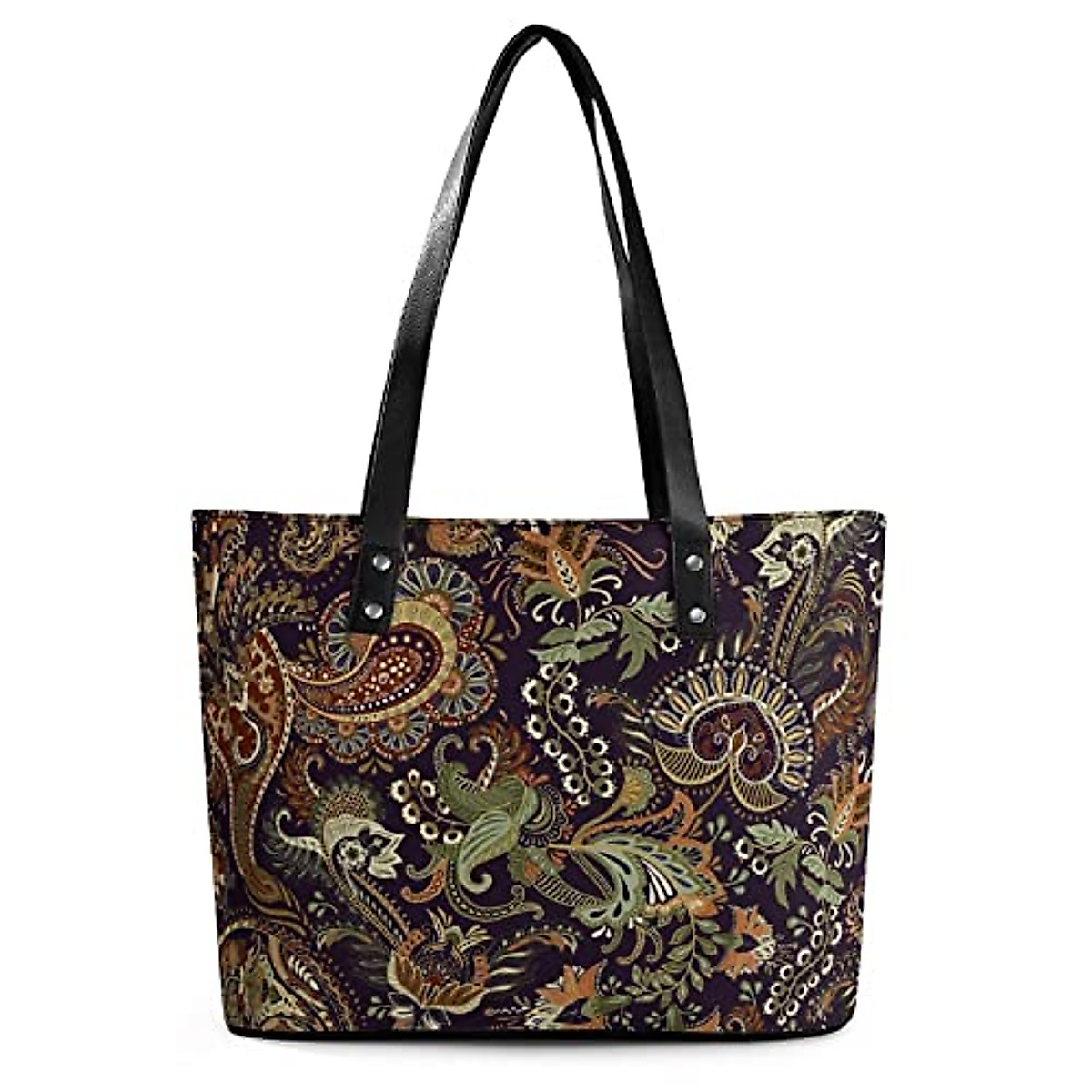 Womens Handbag Paisley Pattern Leather Tote Bag Top Handle Satchel Bags For Lady