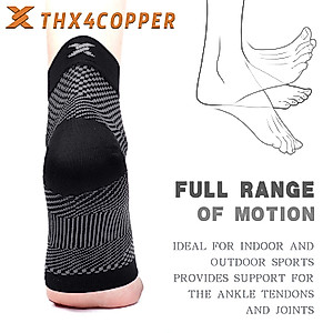 THX4COPPER Ankle Brace(Pair)-Great Foot Care Compression Support for Injury Recovery, Ankle Pain Relief, Swelling, Sprained Ankle, Achilles, Tendonitis, Heel Spurs-Perfect Ankle Sleeve Men&Women