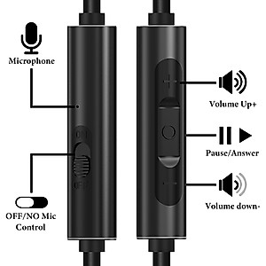 Geekria Audio Cable with Mic Compatible with ATH-M50xBT2 ATH-SR5, Pioneer SE-MS7BT Headphones Cable, 1/8" (3.5mm) to 3.5mm Replacement Stereo Cord with Inline Microphone (4ft/1.2m)