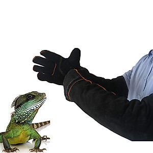 Less bad Animal Protection Gloves Anti-Bite & Scratch Handling Gloves for Dog Cat Bird Reptile Snake (Black-1)