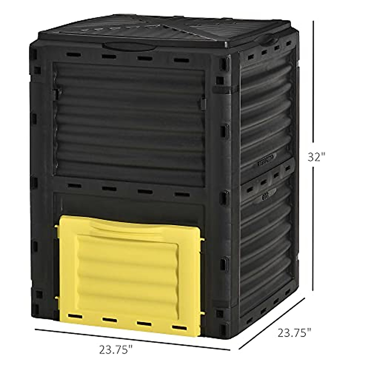 Outsunny Garden Compost Bin 80 Gallon Outdoor Large Capacity Composter Fast Create Fertile Soil Aerating Box, Easy Assembly, Yellow