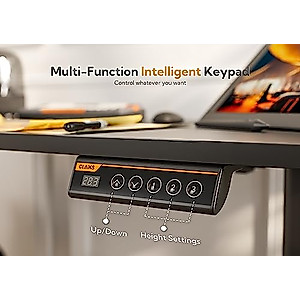 Claiks Electric Standing Desk, Adjustable Height Stand up Desk, 55x24 Inches Sit Stand Home Office Desk with Splice Board, Black Frame/Black Top