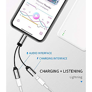 Apple MFI Certified Headphone Adapter Lightning to Audio Jack Charger Extender Earphone Charging Splitter Compatible with Iphone 11 12mini pro max xs xr x se2 7 8plus for Ipad Air Cord Cable Converter