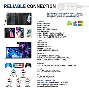 LUDOS FEROX USB C Headphones, 5 Years Warranty, USB-C Earbuds for Samsung Galaxy S23 Ultra S22 S21 FE S20 Z Flip 3 Fold 4 A53 A54, USB Type C Earphones for iPad Pro Pixel 6 6a 7 OnePlus 9 8