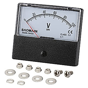 Baomain Voltmeter DH-670 DC 0-100V Rectangular Class 2.0 Analog Panel Volt Voltage Meter
