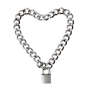 LEWECEEO Lover Heart Padlock Necklace Metal Padlock Collar Choker for Men Women with Lock and Key