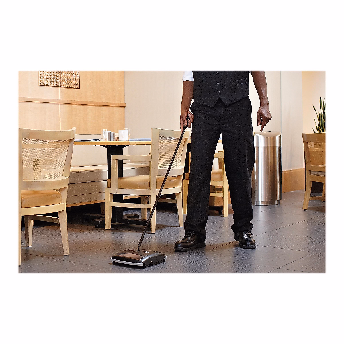 Rubbermaid Commercial Galvinized Steel Carpet & Floor Sweeper, Cordless Sweeper, Hardwood Floor Cleaner, Push Broom