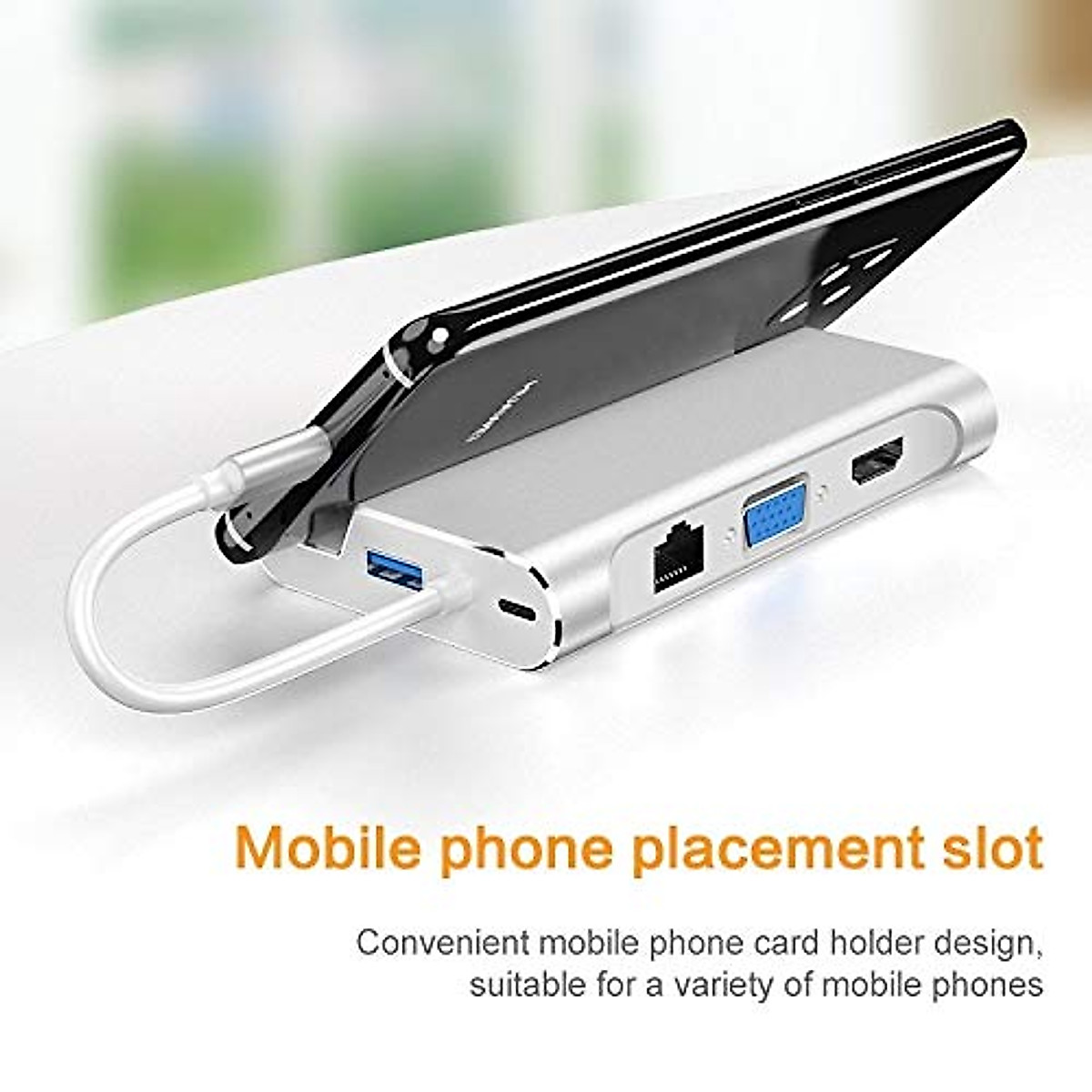 Leya-US Spare Part HW-TC20 7 in 1 Type-C/USB-C Multifunctional Extension HUB Adapter with Holder