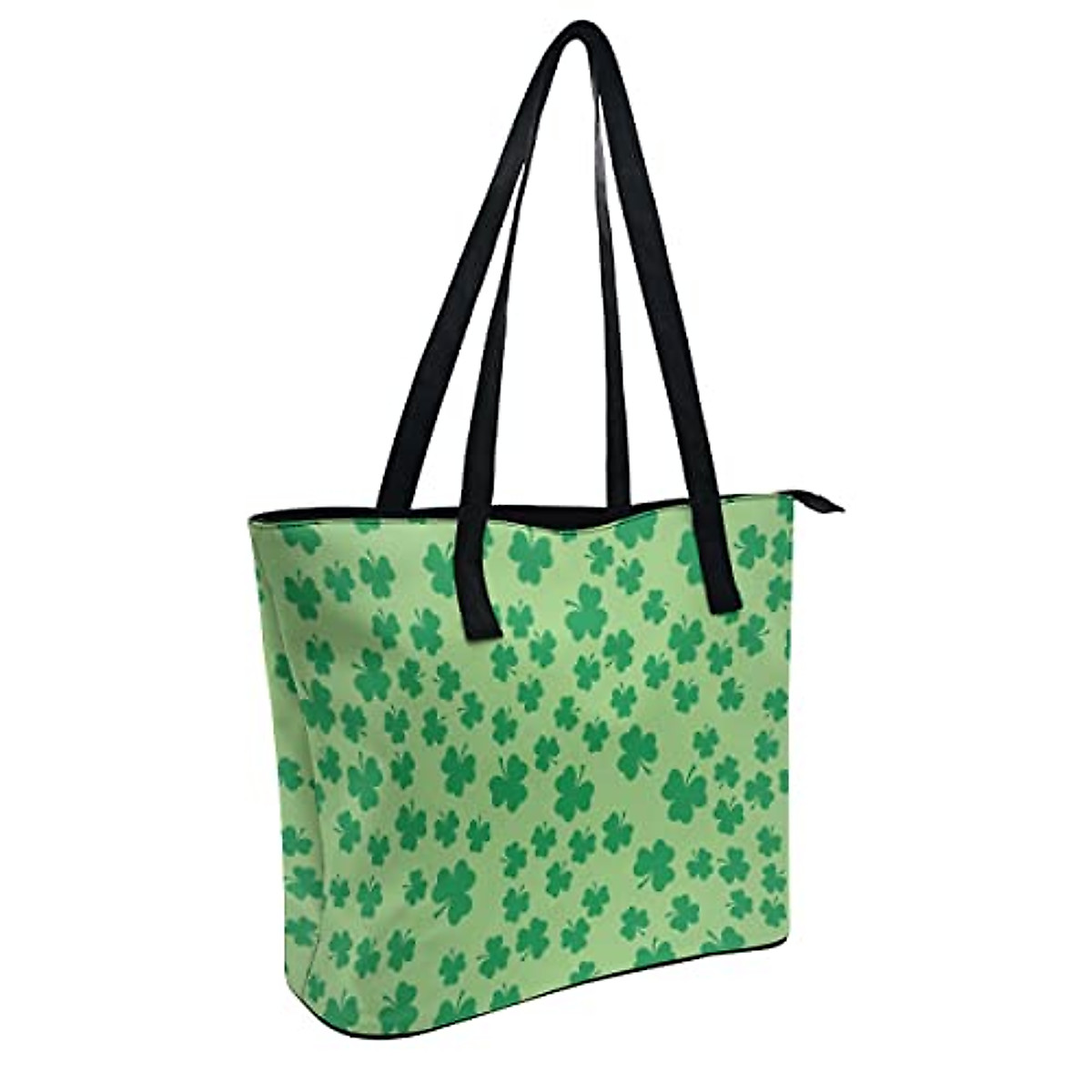 Women's Large Capacity Work Tote Bags Leather Big Purses And Handbags Ladies Waterproof Big Shoulder Commuter Bag Compatible with St Patricks Day Green Shamrock Clover Leaf Grass
