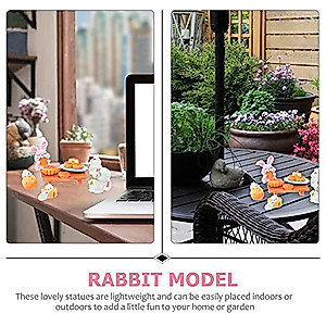 Yardwe Easter Rabbit Miniatures 1 Set Jade Rabbit Mooncake Cake Small Animals Glass Easter Bunny Miniatures