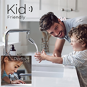 Swivel Sink Chrome Faucet Aerator for Face, Eyewash, and Gargle – 720 Degree Rotatable Sink Adapter Sprayer Attachment for Kitchen or Bathroom Male or Female Thread – Easy to Install