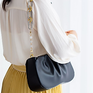 2Pcs Purse Strap Extenders Black White Crossbody Straps Replacement Bag Chains Decoration Accessories 5 Inches Shoulder Chains Extension Fit for Crossbody Handbag Purse Pochette Charms (Plum Bossom S)