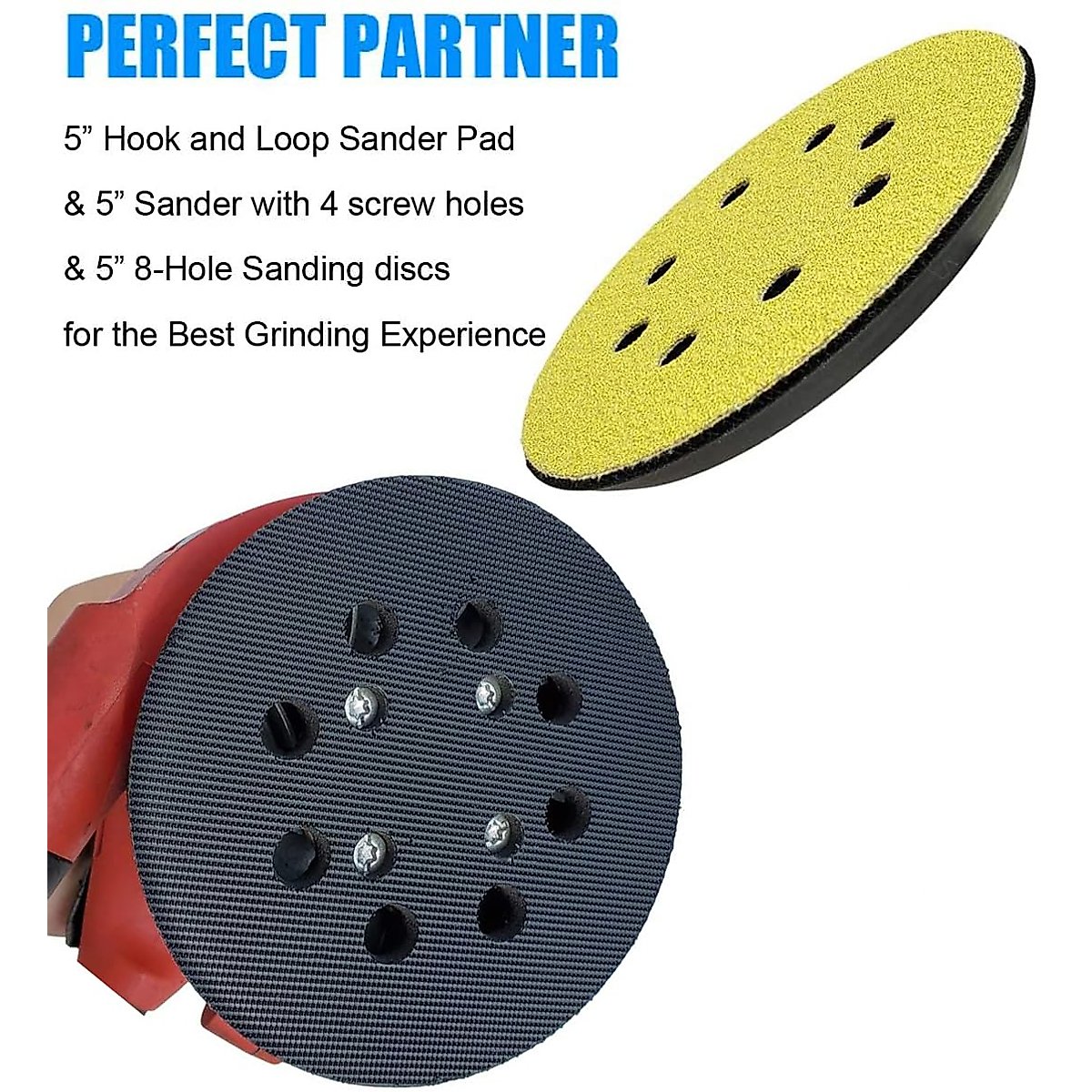 2 Pack 5 inch 8 Holes Sander Backing Pad, Hook and Loop, Replacement Pad for Random Orbit Sander