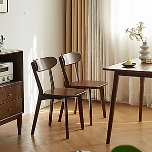 Wayshome 100% Solid Oak Wood Dining Chairs - Kitchen Chairs Set of 4,Study Chair Modern Classic Design for Elevated Living (walnut-4)