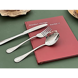 LOUVI Stainless Steel 12-Piece Dinner Knives Set, Table Steak Knives set for 12 (Silver 9 Inches)