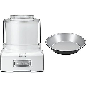 Cuisinart Ice Cream Maker Machine, 1.5 Quart Sorbet, Frozen Yogurt Maker, Double Insulated, White, ICE-21P1 & Chef's Classic 9-Inch Nonstick Bakeware Deep-Dish Pie Pan