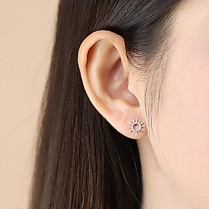 Boma Jewelry Sterling Silver Sunburst Sun Open Circle Stud Earrings