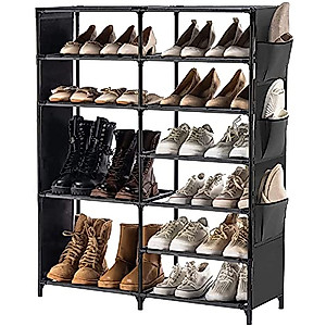 YOUDENOVA Shoe Rack, 7 Tier Boot Rack Storage for Closet Entryway, Large Shoe Shelf, Stackable Shoes Organizer for 24-30 Pairs(Black)