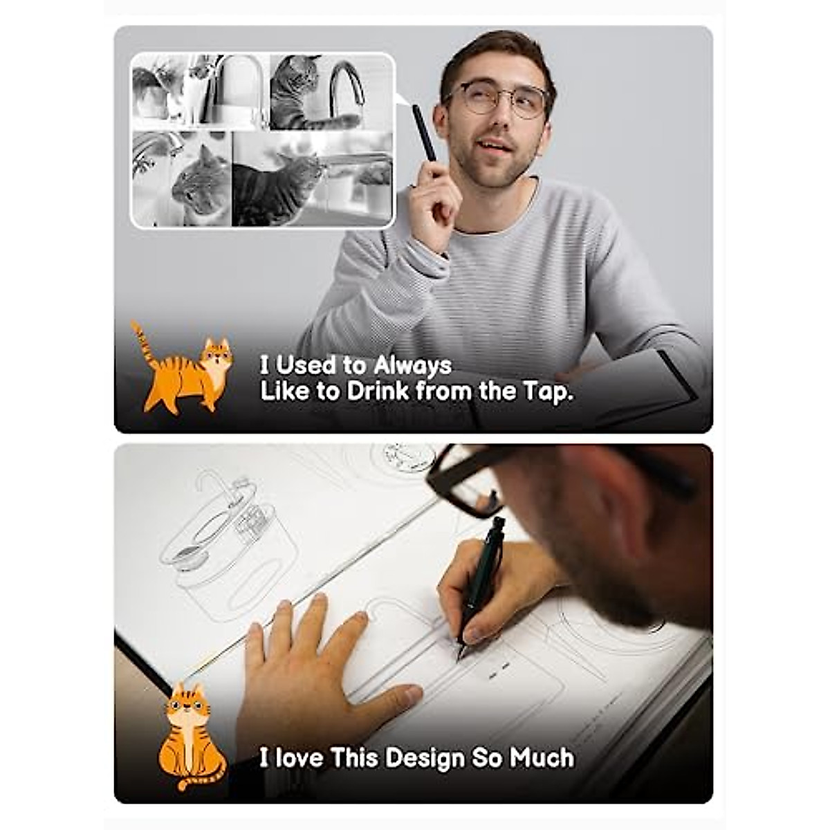 SOOFPET Cat Water Fountain Stainless Steel, 3,2L/108oz Pet Water Fountain, Automatic Cat Fountain with Quiet Pump, Dishwasher Safe Design, Suitable for Multiple Pets