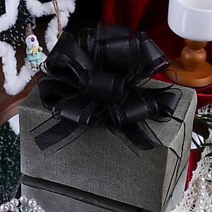 12 Pieces Black Pull Bow Wrapping Pull Bow Ribbon Pull Bows for Wedding Baskets,6 Inches Diameter Gift Bows, Large Bows for Presents.