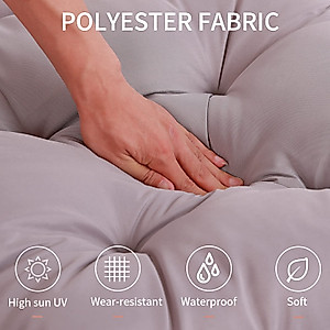 Tiita Outdoor/Indoor Seat/Back Chair Cushion with Ties All Weather Chair Cushion Lounge Chair Cushions Deep Seat Patio Cushions Wicker Seat Cushion for Outdoor Furniture （Grey, 42x21 inch）