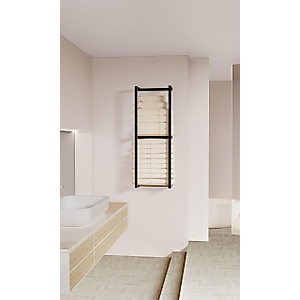 Bathroom Towel Rack with Shelves - Wall-Mounted Storage Holder for Towels & Essentials | Elegant Metal & Wood Design for Modern Bathrooms