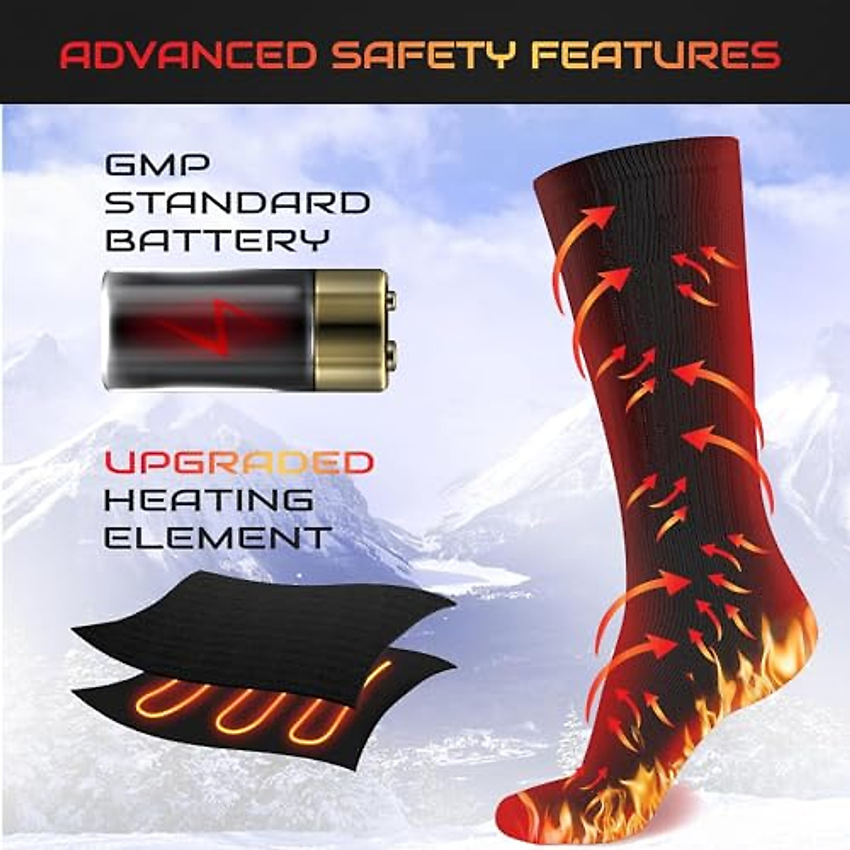 2024 Upgraded 4000mAh Rechargeable Heated Socks for Men Women - Washable Electric Thermal Warming Socks for Hunting Winter Skiing Outdoors - Battery Included