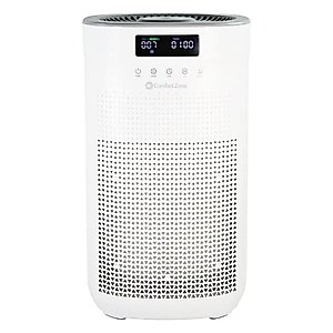Comfort Zone Clean CZAP602SWT 3-Speed, Smart WiFi, True HEPA Air Purifier with Built-In UV-C Disinfection Light, 4 Stage HEPA Filtration, Carbon Filter to Reduce Odors, Covers Rooms Up to 500 Sq. Ft.