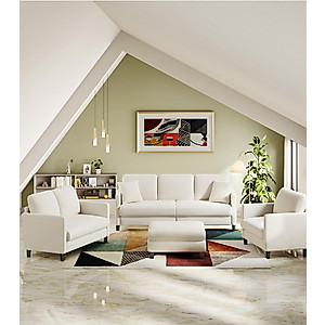 Welzona Loveseat Sofa, 51" Small Sofa Couch for Bedroom, Comfy Teddy Love Seat, Tool-Free Setup Sofas for Living Room, All-Wood Small Couches for Small Spaces, Small Couch No Pillow Include, Beige