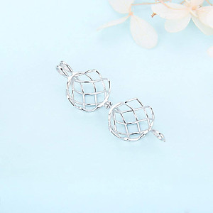 LGSY Sterling Silver Twisted Ball Cage Pendant for Pearl Jewelry Making, DIY Charms for Adorable Gift