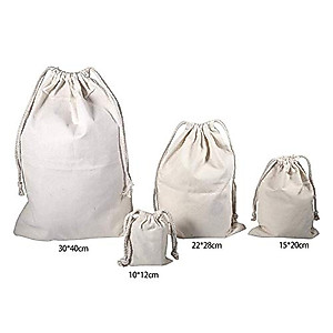 Cotton Laundry Bag, 100% Heavy Duty Large Laundry Bag Canvas Laundry Bags with Drawstring 4 Sizes Large Capacity for Laundry, Storage Save Space Make Your House Keep Neat(3040cm)