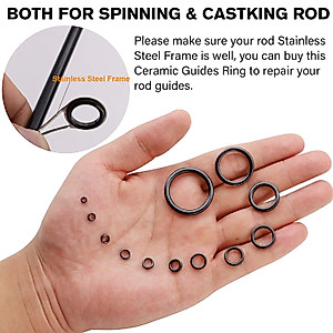 Dovesun Fishing Rod Repair Kit 60PCS Fishing Rod Guide Repair Kit Rod Ceramic Guides Ring 12 Mixed Sizes 60PCS