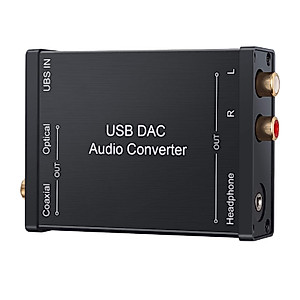 LiNKFOR USB to SPDIF Coaxial RCA and 3.5mm headphone Jack Converter USB DAC Optical Audio Adapter USB DAC PCM for Windows Mac PS4 PS3