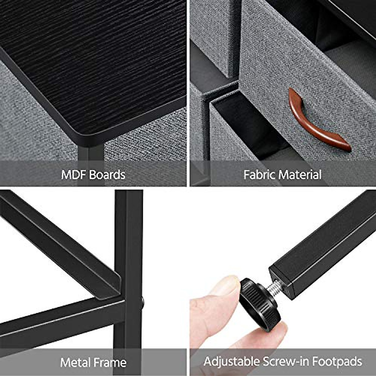 Topeakmart 8 Drawers Organizer - Furniture Tall Storage Tower Unit for Hallway, Living Room, Nursery - Sturdy Metal Frame, Easy Pull Handle Fabric Bins, Dark Gray