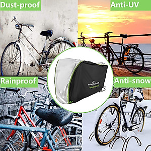 Big Ant Bike Cover Outdoor Waterproof Bicycle Covers with Lock Hole 210D Oxford Fabric Rain Sun UV Dust Snow Wind Proof Bike Cover for Mountain Road Electric Bike(Black & Silver)