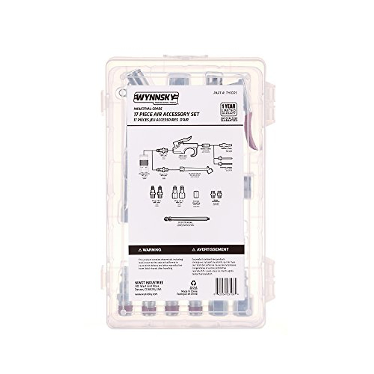 WYNNsky Air Tool and Compressor Accessory Kit, 1/4 Inch NPT 17 Piece Air Hose Fittings with Blow Gun, Tire Gauge and Storage Case